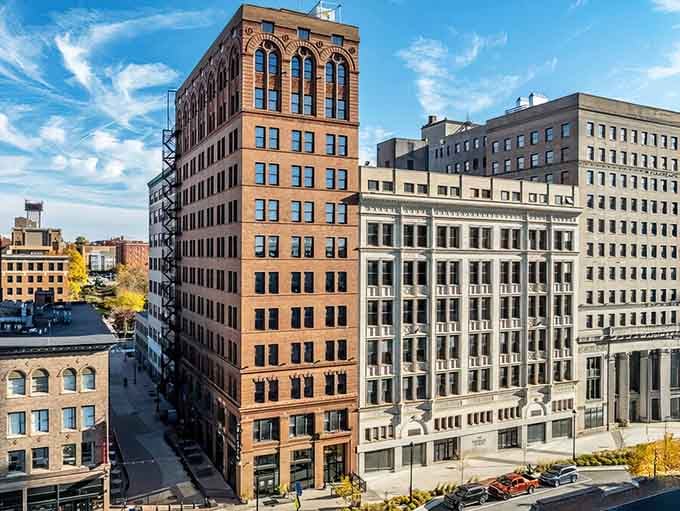 Historic downtown architecture stands tall, reminding us that good bones never go out of style, unlike bell-bottoms.