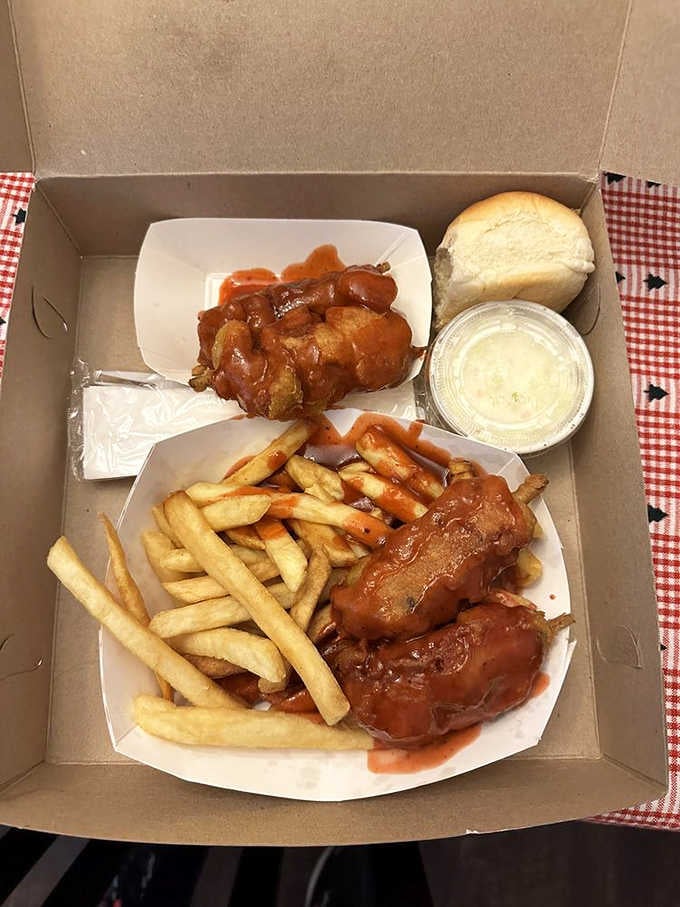 Rib kabobs with fried chicken: because sometimes choosing between two good things is just plain unnecessary.