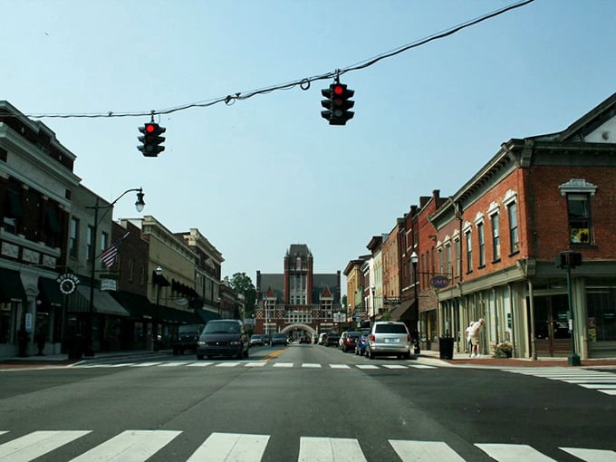 That striking tower anchors downtown like a Victorian-era exclamation point declaring this place means business and beauty.