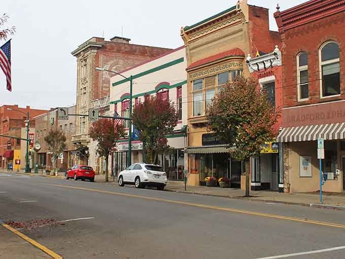 Autumn trees frame these historic facades where every building tells stories your grandparents would recognize and appreciate.