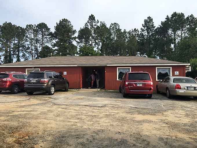 The red building packed with cars is always a good sign&mdash;locals know where the best steaks hide.