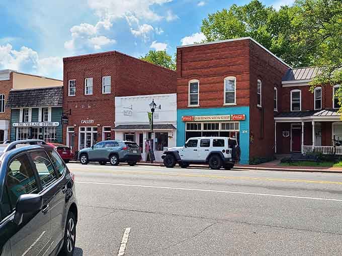 Sunlight catches those vintage facades just right, making every building look like it's posing for a postcard.
