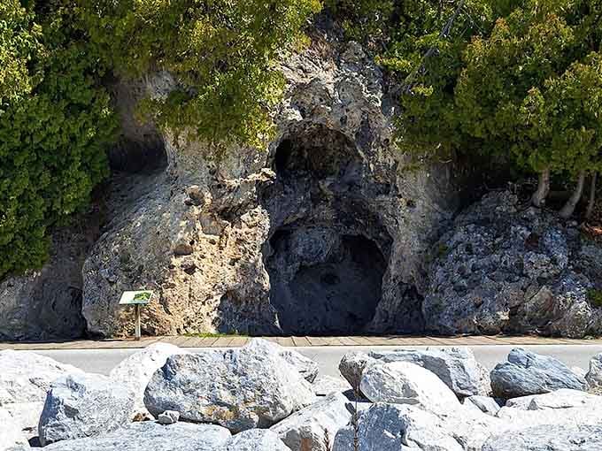 These weathered caves look like nature's own Swiss cheese, carved by waves into mysterious holes and shadowy chambers.