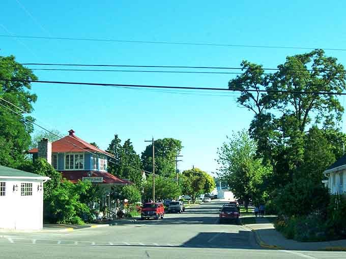 Fish Creek's residential streets blend seamlessly with nature, where morning coffee comes with a side of Door County tranquility.