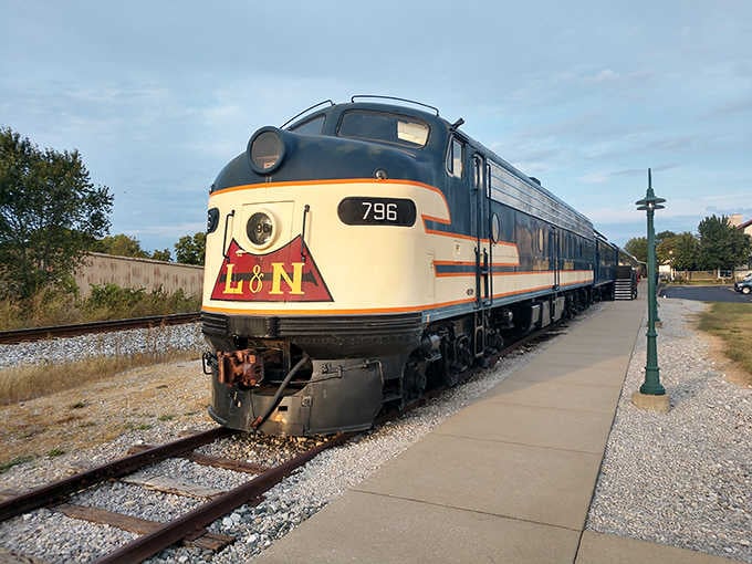 The classic L&N locomotive's cream-and-burgundy paint scheme evokes memories of when train travel meant style and sophistication.