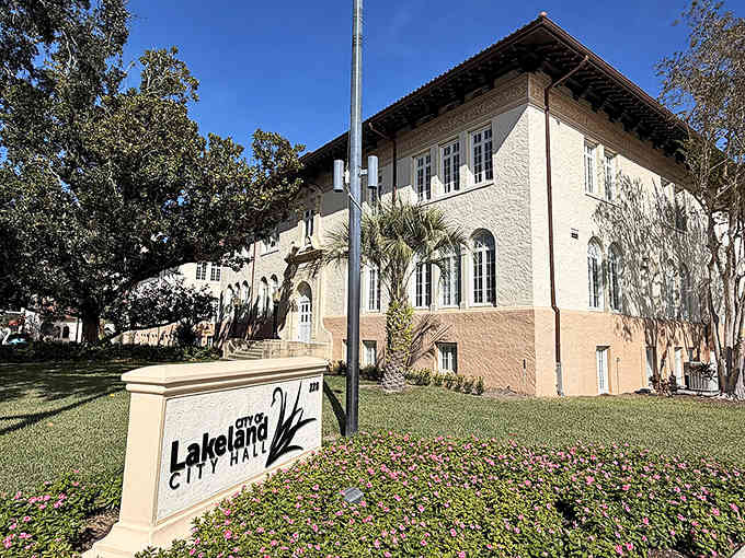 Mediterranean-style architecture meets Florida sunshine at this elegant city hall building surrounded by manicured lawns and palms.