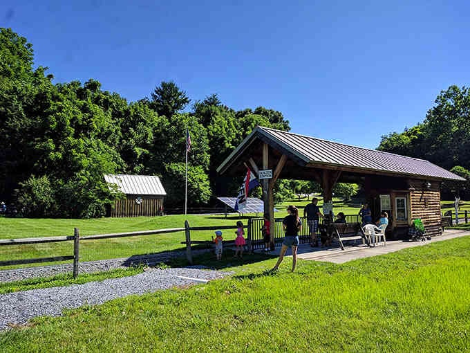 This charming little station nestled in greenery looks like the perfect spot for a peaceful afternoon family adventure.