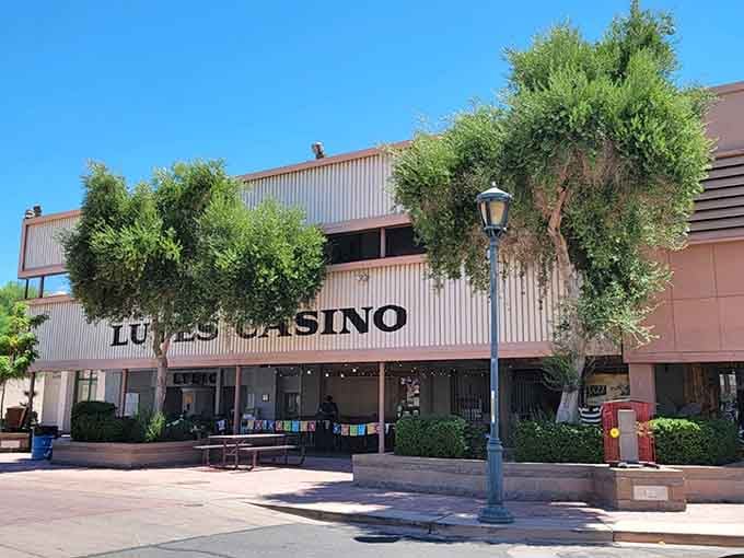 Ivy-covered walls and corrugated metal give this historic building the character that only decades can create naturally.