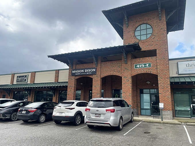 The distinctive brick tower and arched entryways give this bakery a European flair that somehow works perfectly in Huntsville.