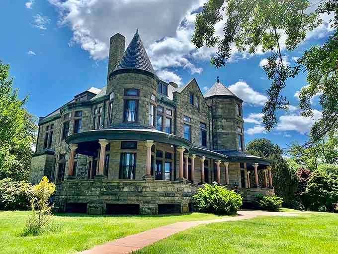 Stone turrets and Victorian grandeur make this mansion look like it escaped from a Scottish countryside.
