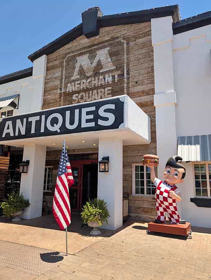 That vintage storefront with Big Boy standing guard promises treasures inside like your grandparents' attic, only better organized.