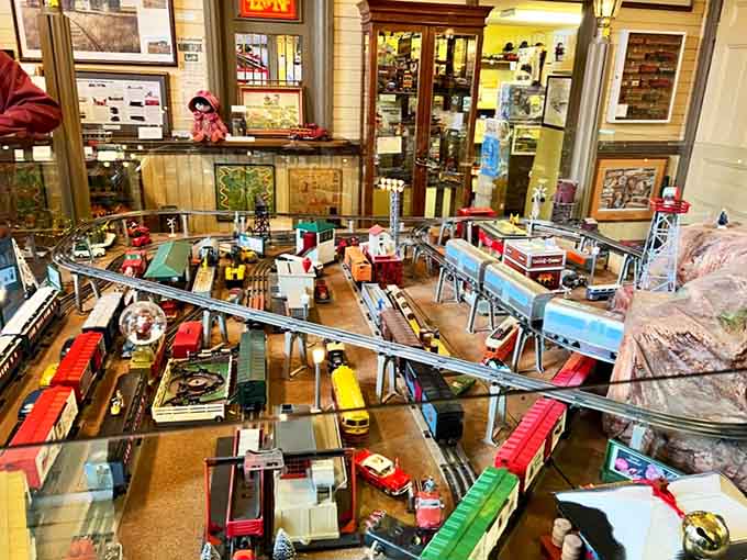Model trains wind through miniature landscapes with the precision of a Swiss watch and the charm of childhood.