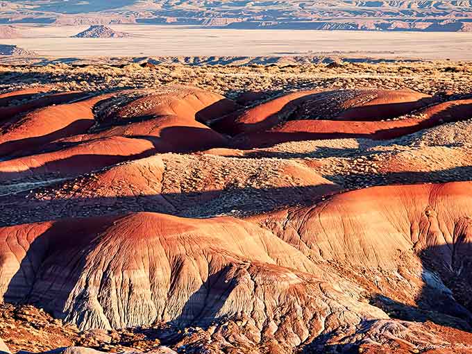 These layered badlands look like a giant artist's palette left out in the sun to dry.