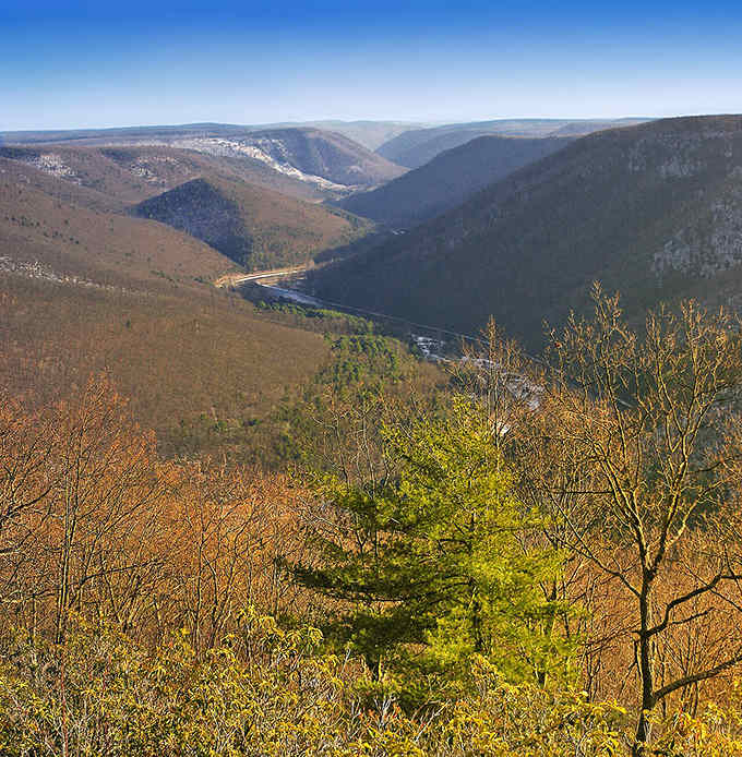 Pennsylvania's Grand Canyon spreads below in earth tones that would make any landscape painter weep with joy.
