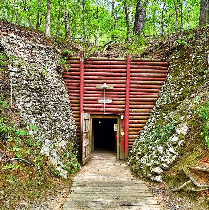This unassuming entrance built into the hillside leads to America's first documented gold discovery waiting below your feet.
