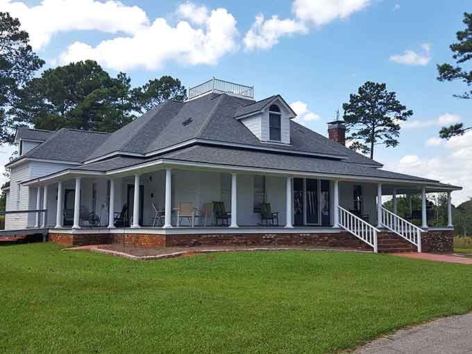 The classic white house with wraparound porch looks like Grandma's place, if Grandma served world-class ribeyes daily.