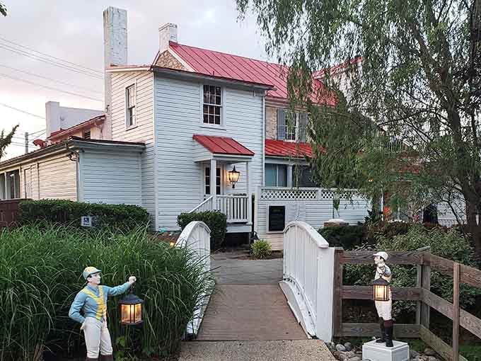 The historic house with jockey statues welcomes you to Maryland's racing heritage and incredible beef.