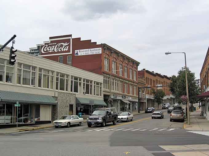 Torrington's Main Street wears its vintage Coca-Cola sign like a badge of honor from America's classic downtown era.