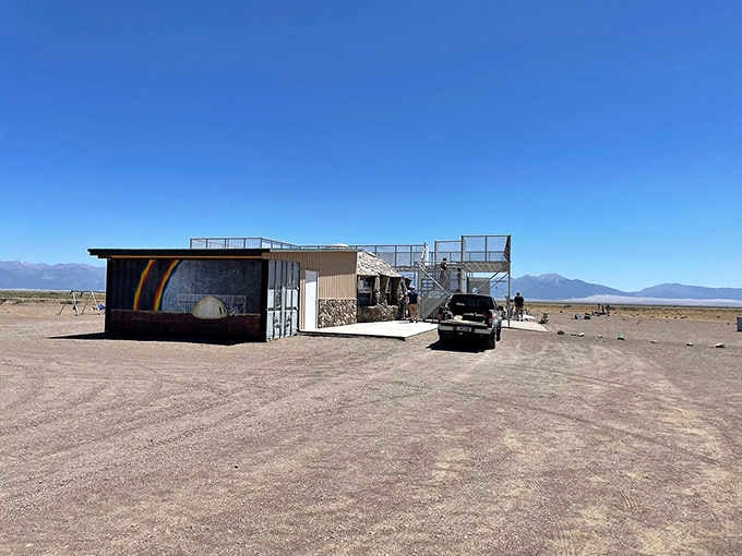 This quirky observation platform stands ready for sky-watchers hoping to spot something unexplained among the stars.