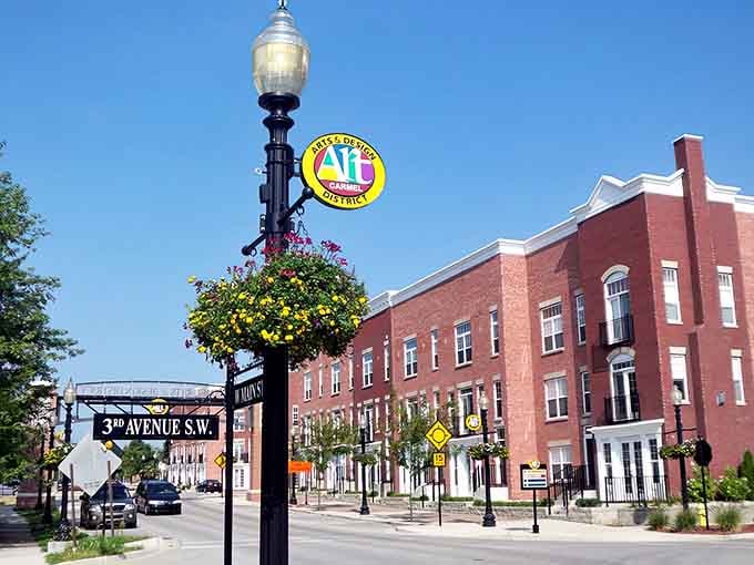 Flower baskets and vintage lampposts create that postcard-perfect scene you'd send to jealous relatives.