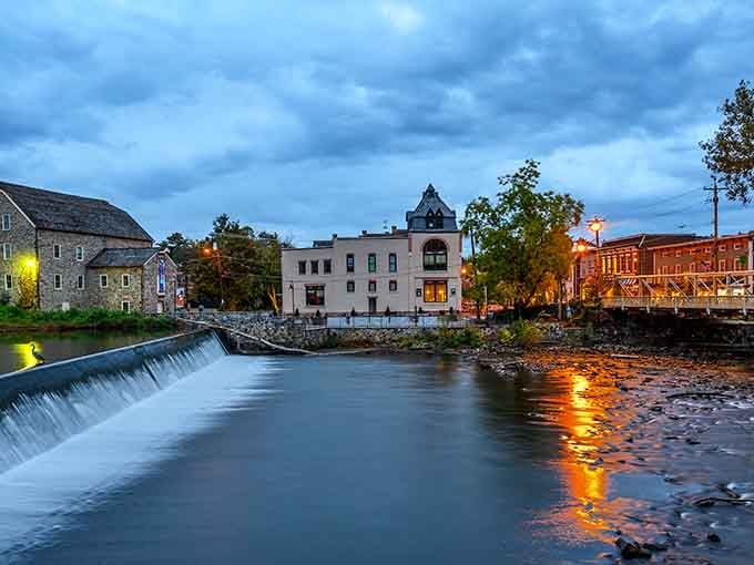 Clinton's waterfall catches the evening light, turning an ordinary Tuesday into something worth pulling over and staring at.
