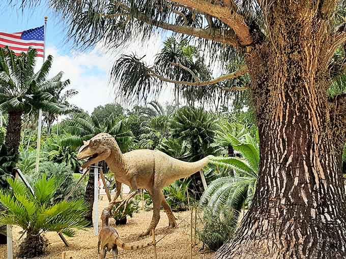 When dinosaurs roam among the palms, you know you've found a garden with a serious sense of adventure.