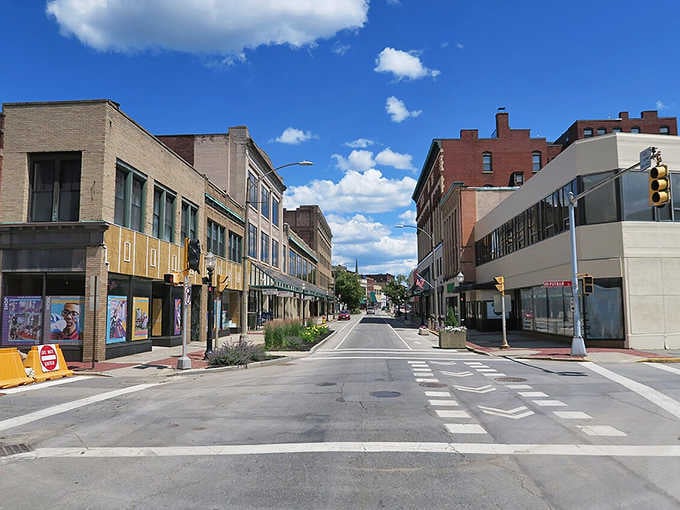 Wide open streets and puffy clouds remind you that small-city living doesn't mean sacrificing space or beauty.