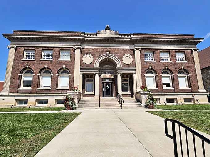That grand entrance with arched doorway and symmetrical windows belongs in a movie about small-town America's golden age.