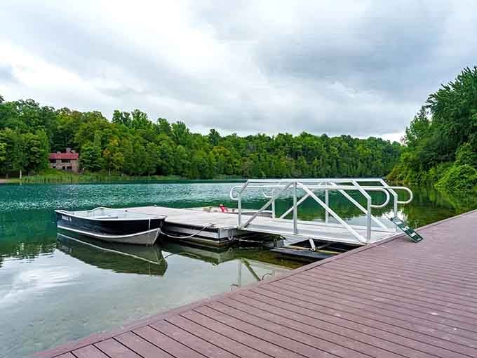 Boats wait patiently at the dock, ready to glide across waters so blue they'd make the Caribbean jealous.
