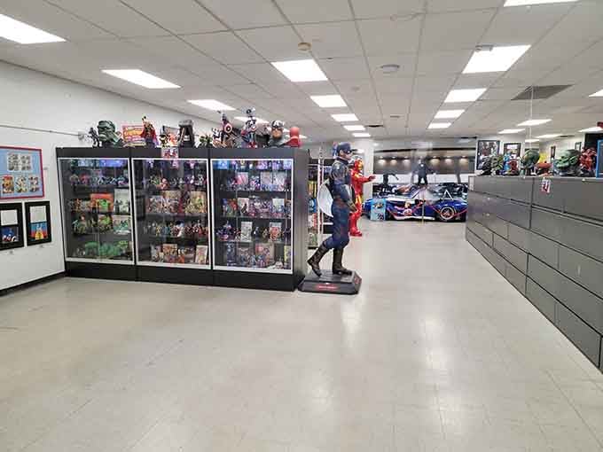 Life-size heroes and vintage treasures fill this space, proving some childhood dreams never really need to end.