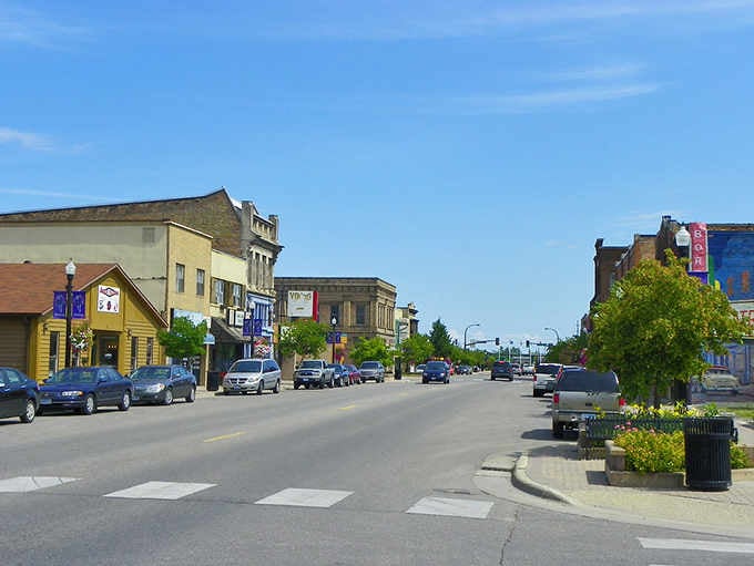 Tree-lined streets and well-kept buildings show a community that takes pride in maintaining its historic downtown character beautifully.