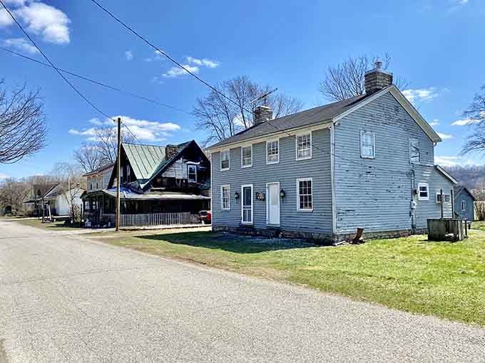 Simple buildings line quiet streets where time moves slower and nobody's rushing you to go anywhere else.