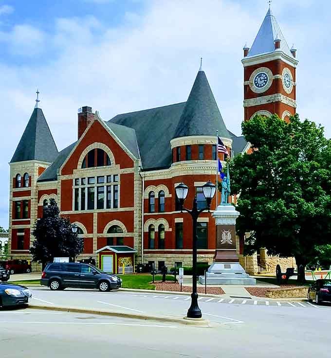When your town square looks like it could star in a Hallmark movie, complete with clock tower and patriotic flags&mdash;that's pure Midwestern charm done right.