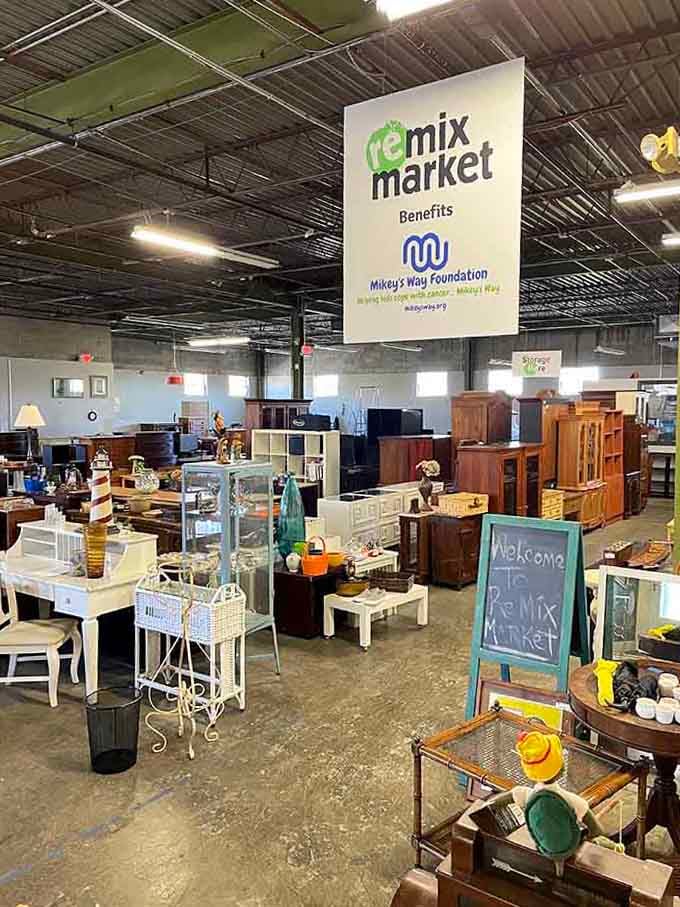 Inside Remix Market, furniture and treasures create a maze of possibilities that would make any decorator smile wide.