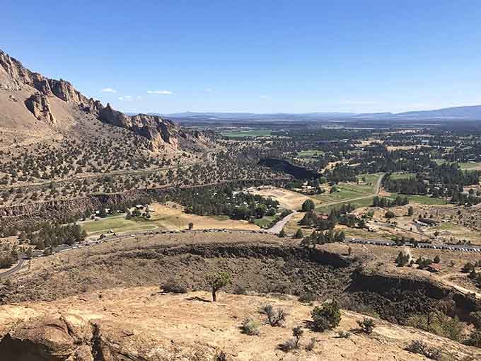 The view from up here shows how the Crooked River carved its path through stone over countless patient years.