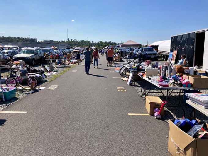 Organized rows of vendors create shopping lanes where discovering unexpected treasures becomes an all-day adventure worth savoring.