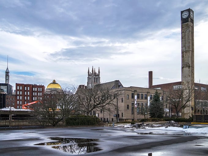 That golden dome and church spires create a Utica skyline that's surprisingly dramatic for such an affordable retirement destination.