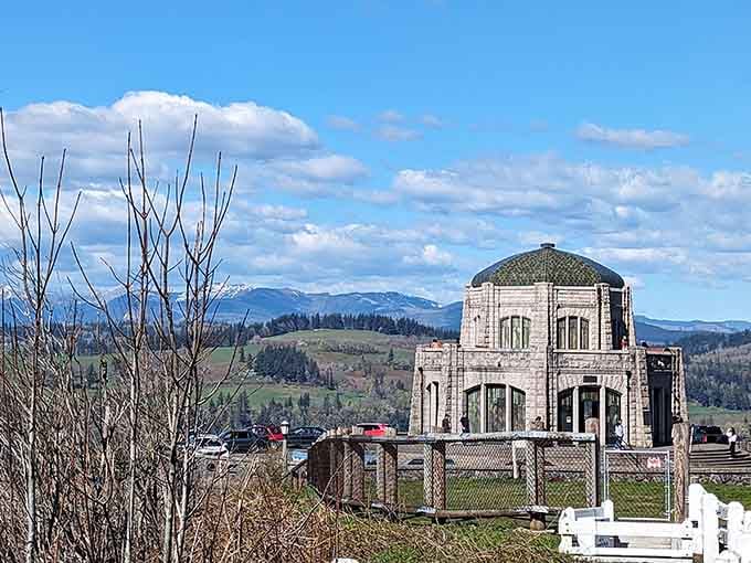 Vista House commands the clifftop with mountain views that make you understand why postcards were invented in the first place.