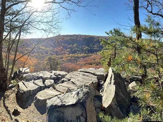 The rocky outcrop commands valley views that make you wonder why anyone bothers with fancy vacation destinations.