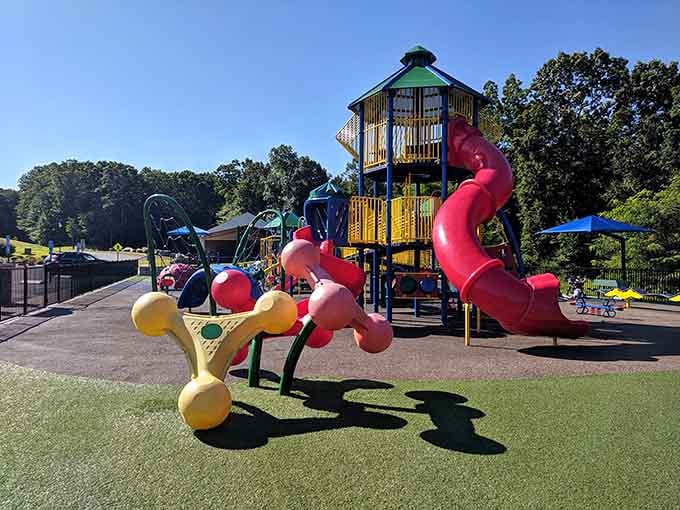 When playground equipment looks this cheerful, you know someone put serious thought into creating pure happiness.