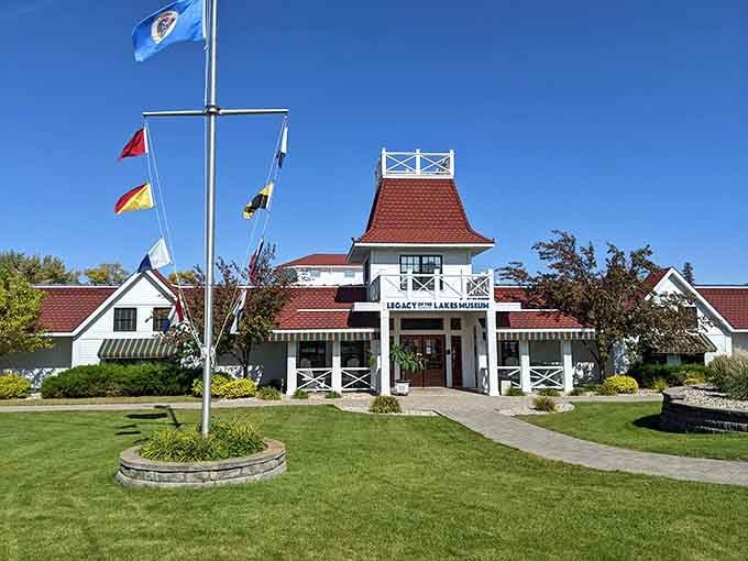 The Legacy of the Lakes Museum celebrates the region's aquatic heritage with appropriately nautical architectural flair.