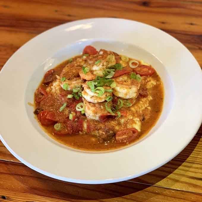 Shrimp and grits done right, with enough flavor to make you forget you're technically eating breakfast for dinner.
