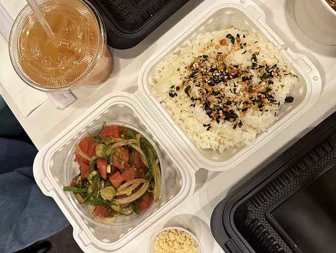 Fresh ahi poke with all the fixings, because sometimes Brooklyn does raw fish better than landlocked states ever could.