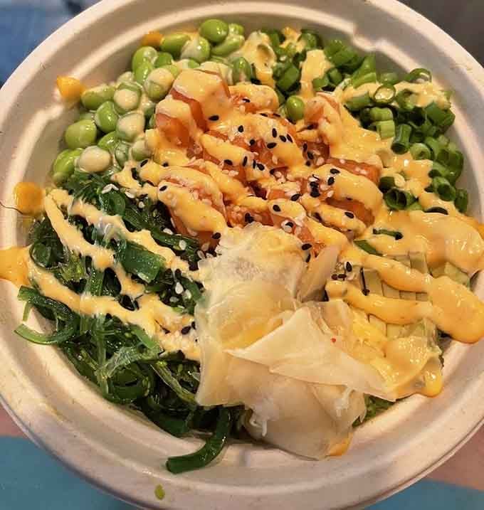 Edamame and seaweed salad bring garden-fresh vibrancy to this perfectly composed seafood masterpiece that photographs itself.