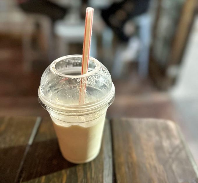 That milkshake is so thick it practically requires a spoon, which is exactly how milkshakes were meant to be enjoyed.