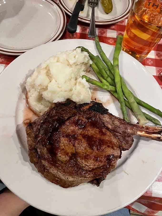 When your steak comes with a bone this impressive, you know someone in the kitchen really understands carnivores.
