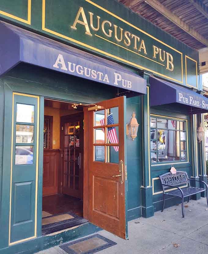The Augusta Pub's storefront promises the kind of honest hospitality that doesn't need fancy marketing to draw you inside.