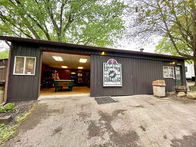 The arcade provides indoor entertainment for when nature gets a little too natural and someone needs air conditioning.
