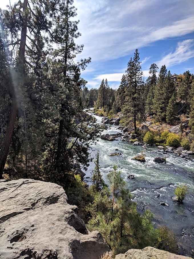 The Deschutes River doing what it does best: providing whitewater thrills and postcard-worthy views in equal measure.