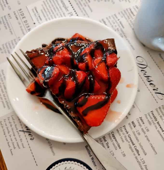 Strawberry cheesecake drizzled with chocolate, because sometimes you need to make good decisions look this delicious.